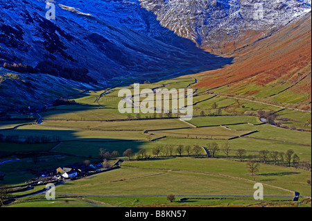 Stool End farm Great Langdale valley head in winter Lake District ...