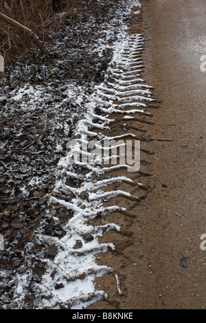 Frozen tractor wheel marks Stock Photo - Alamy