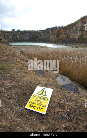 Danger Deep Excavation warning sign at Marshalls St Bees Quarry, St ...
