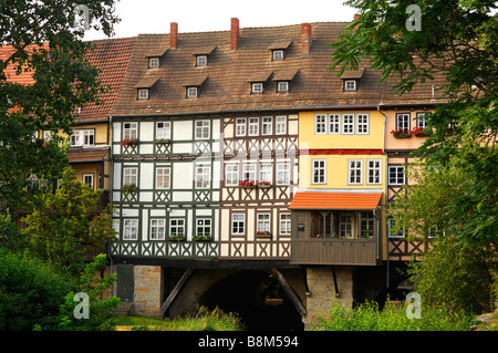 Merchants Bridge, Kraemerbruecke in Erfurt, Germany. It was built in ...