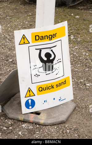 Danger quicksand warning sign Stock Photo - Alamy