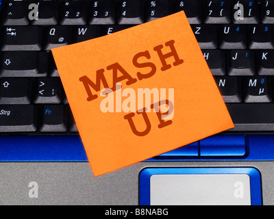 Memo note on notebook, mash-up Stock Photo - Alamy