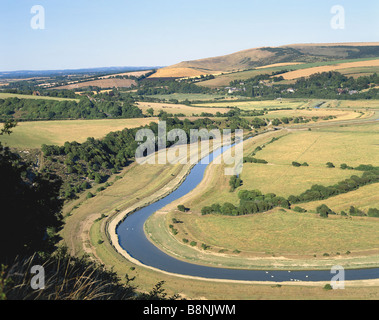 View of the Cuckmere River valley towards Cuckmere Haven from the top ...
