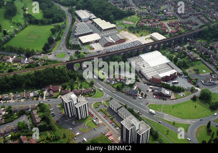 Aerial view of Kidderminster ring road roundabout Worcestershire ...
