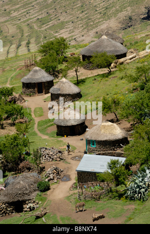 Lesotho village nestling in sheltered valley Stock Photo - Alamy