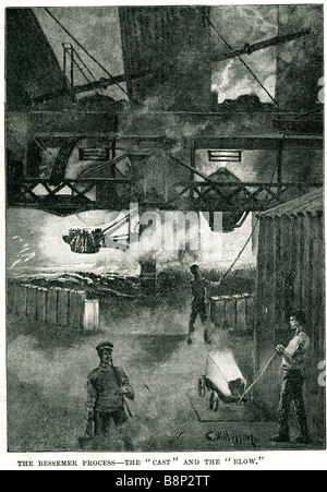 Bessemer process for mass-production of steel from pig iron converting ...