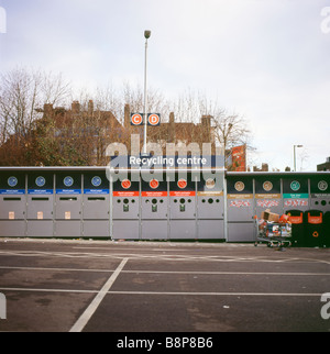 recycling bins in a supermarket car park in cornwall,england Stock ...