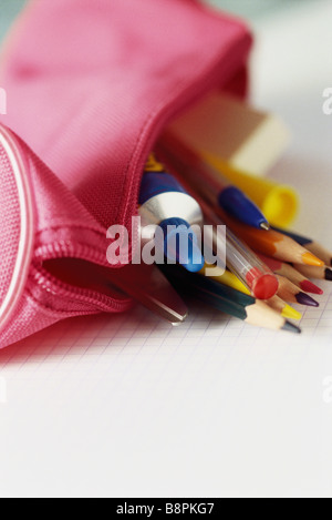 close up of spilled colored pencil container Stock Photo - Alamy