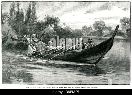 King Edgar the Peaceable - here being rowed down the River Dee by eight ...