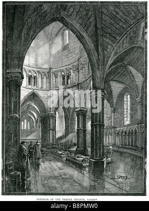 Interior of the Temple Church, a late 12th-century church in the City ...