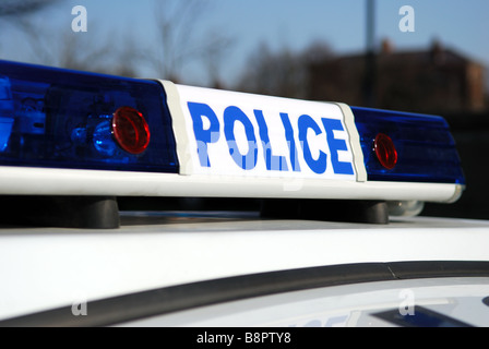 uk police car roof sign Stock Photo - Alamy