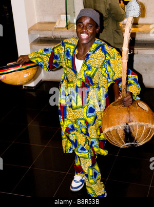 A musician from Guinea Conakry dancing with his Bolon ( traditional ...