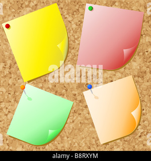 Different coloured post-it notes on cork noticeboard Stock Photo - Alamy