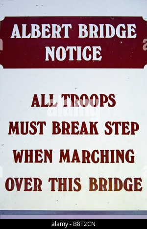 notice on albert bridge, chelsea, london, england, instructing troops ...