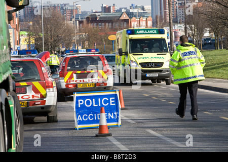 Road accident showing the Emergency Services Stock Photo - Alamy