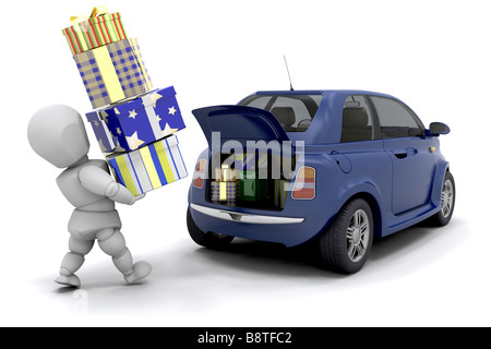 Someone loading gifts into the boot of a car Stock Photo - Alamy