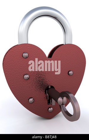 Heart shaped padlock. Valentines day love concept. 3D Rendering Stock ...