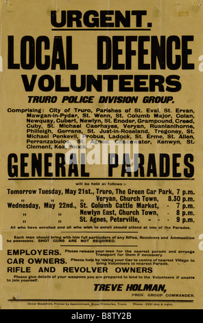 British recruitment poster for Home guard; world war two 1940 Stock ...