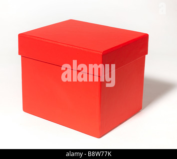 White wrapped present box with red knot isolated on white Stock Photo ...