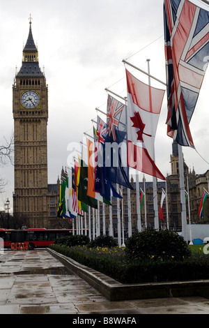 Flags of the Commonwealth in Parliament Square, London, ahead of the ...