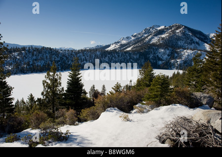 Iced over lake at Lake Tahoe Stock Photo - Alamy