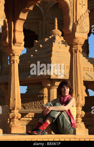 India Rajasthan Jaisalmer Sunset Point cenotaphs Stock Photo - Alamy