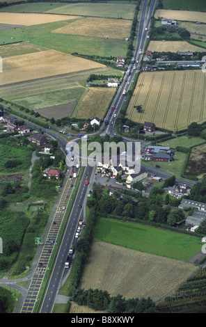Aerial view of Muckley Corner on the A5 at Lichfield Staffordshire ...