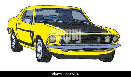 Ford Mustang vintage classic car, illustration Stock Photo - Alamy