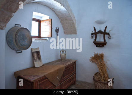 Italy Alberobello the inside of the Trulli houses of feudal age Stock ...