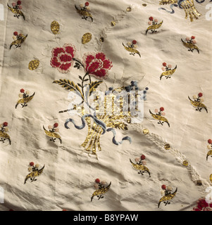 Close view of a Mantua Court Dress at Springhill showing embroidered ...