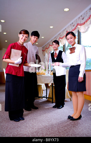 Chinese restaurant waiter service window display 'Lotus Garden' with ...