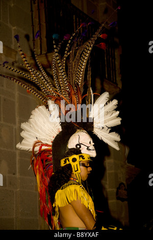 Aztec Drummer's Nighttime Performance in San Miguel's Plaza Stock Photo ...