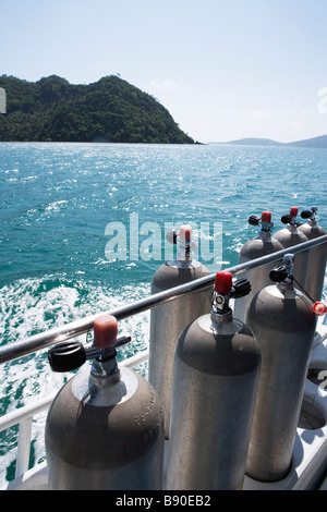 Diving boat and diving equipment Stock Photo - Alamy