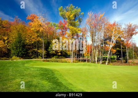 Fall foliage color at a rural golf course in Vermont USA Stock Photo ...