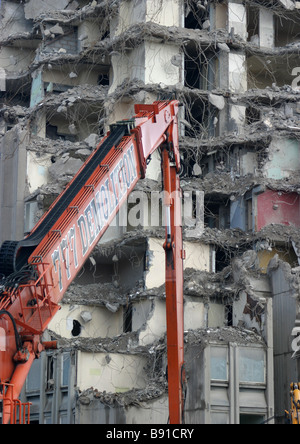 Rubble and crane in front of buildings, West End, Boston , Demolition ...