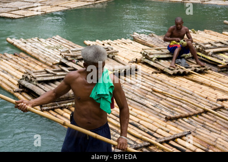 Jamaican river rafts and captains Stock Photo - Alamy