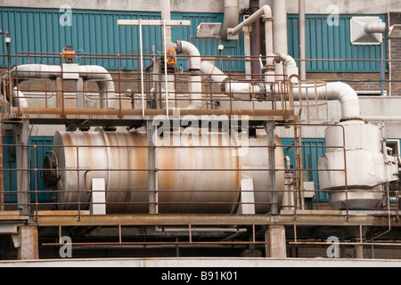 Industrial heat exchanger or boiler rusty tubes bundle. Dismantled heat ...