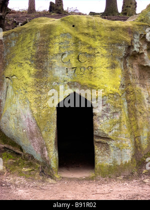 The Hermitage folly carved from solid rock at May Beck, Sneaton Forest ...