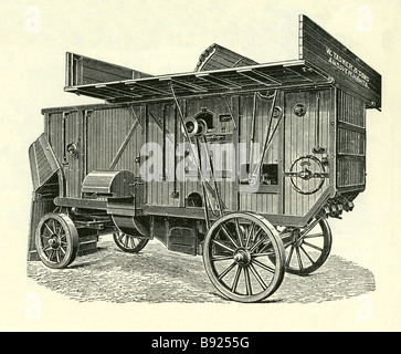 Portable threshing machine used on the farm in Victorian times Stock ...
