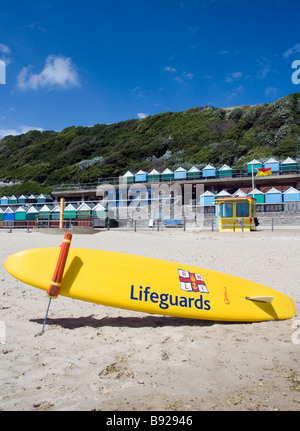 The hut of the RNLI lifeguards at the beach at Boscombe, Bournemouth ...
