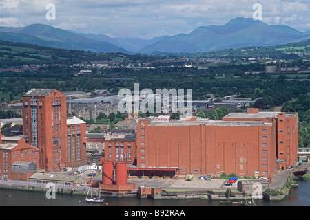 Dumbarton Distillery now demolished and the River Leven Stock Photo - Alamy