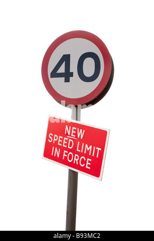 Temporary speed limit sign 40 Stock Photo - Alamy