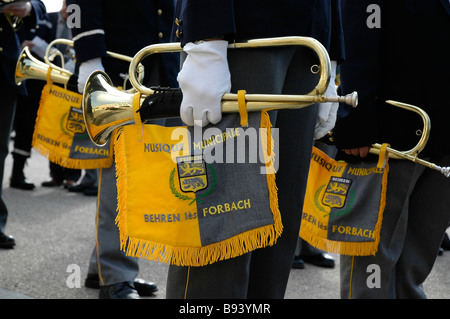 Bugle musicians of a french town band during a parade Stock Photo - Alamy