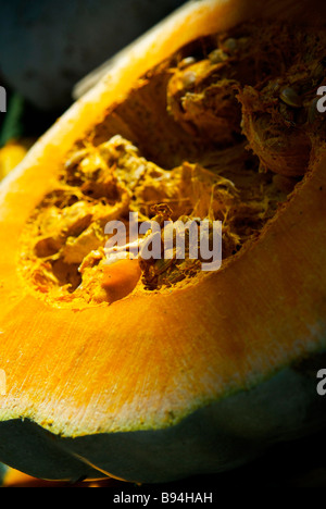 orange pumpkin close-up. Inside top view Stock Photo - Alamy