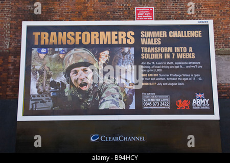 Advertising billboard for Territorial Army on side wall of house in ...