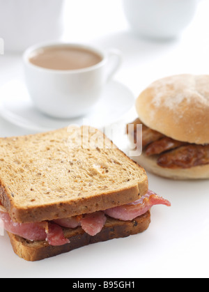 A tasty, mouth watering, breakfast bap made up of Sausage, bacon and ...