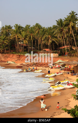 Sinquerim Beach at Goa India Tourists Relaxing on Umbrella Beach Hut ...