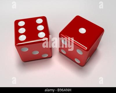 3d render of two red dice on green background Stock Photo - Alamy