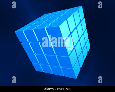 3d illustration of success blue color sign with three cranes over red ...