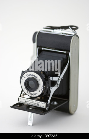 Vintage folder bellows film camera isolated on white background Stock ...